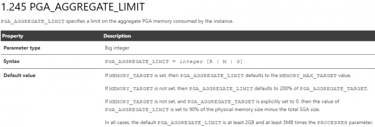 WARNING: pga_aggregate_limit value is too high for the amount of physical memory on the system ...